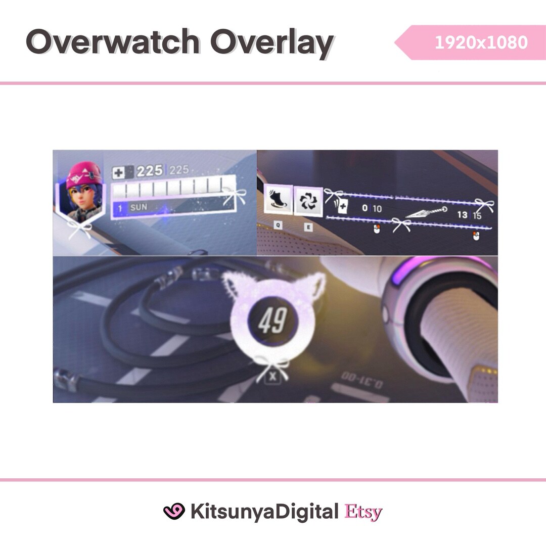 Purrfect Ribbon Kiriko Overlay | Overwatch Stream Overlay | Obs/twitch ...