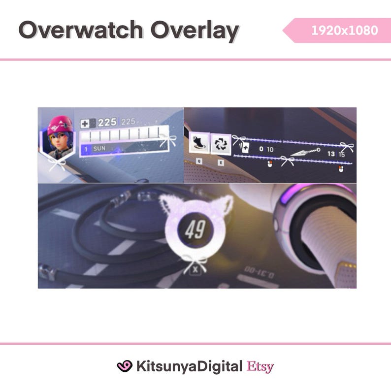Purrfect Ribbon Kiriko Overlay | Overwatch Stream Overlay | Obs/twitch ...