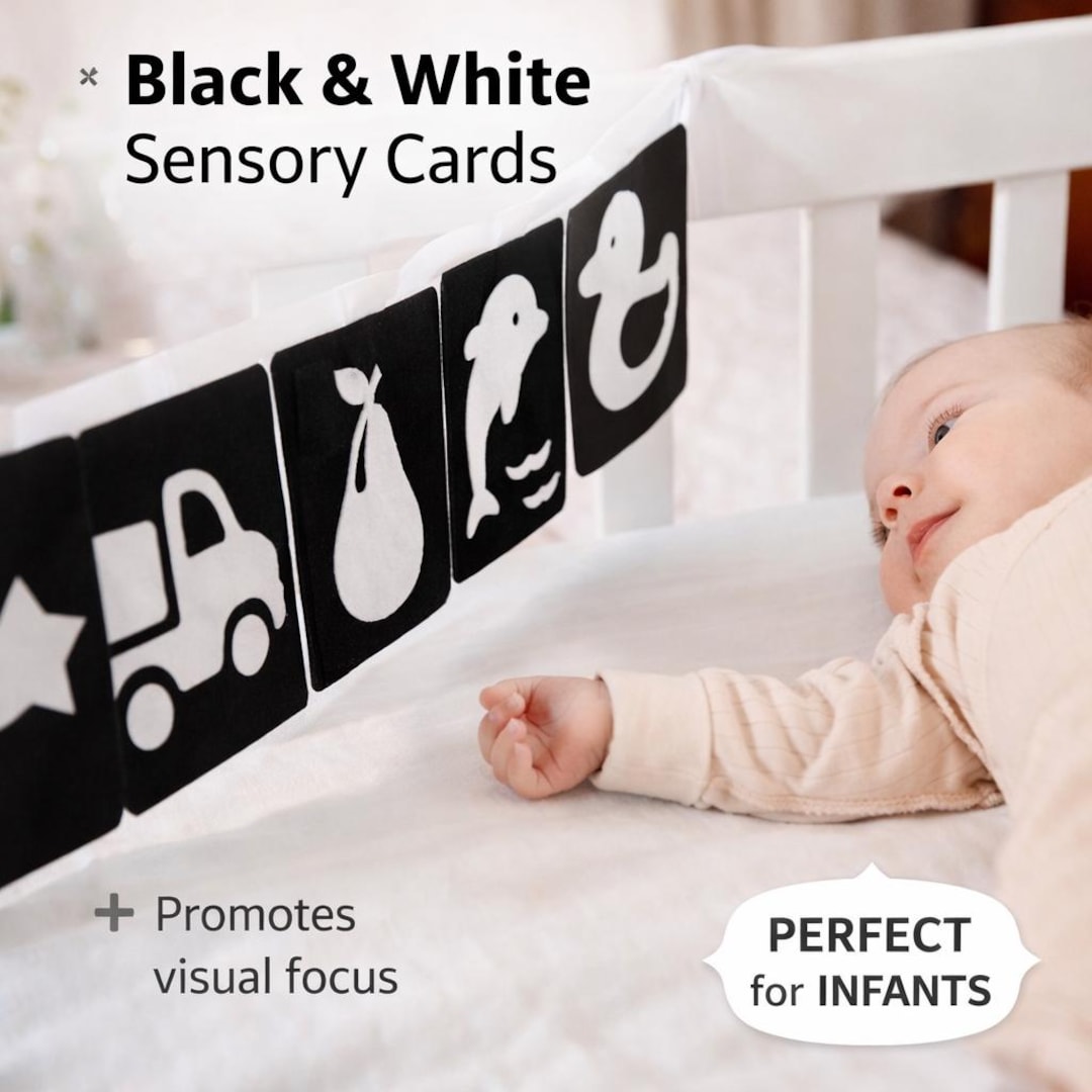 Black and White Baby Cards – High Contrast Sensory Cards for Newborns ...