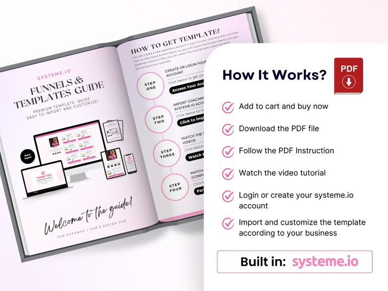 Pink Link in Bio-sjabloon: Systeme.io Stan-winkelstijl (digitale ...