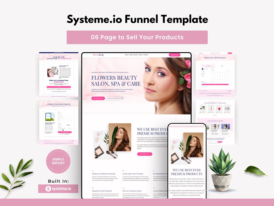 Pink 6-step Funnel Template for Systeme.io: Customizable Sales ...