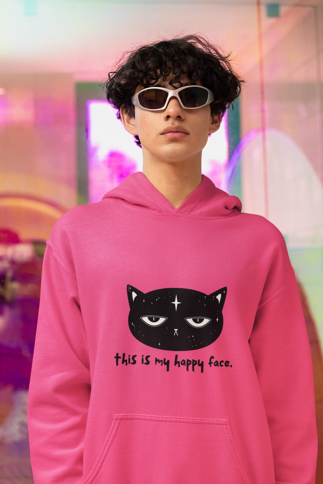 Grumpy Cat Happy Face Hoodie | Funny Sarcastic Sweatshirt - Etsy