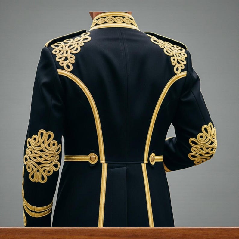 Men's Victorian Military Jacket, Black Hussar Tunic, Gold Braid, Unique ...