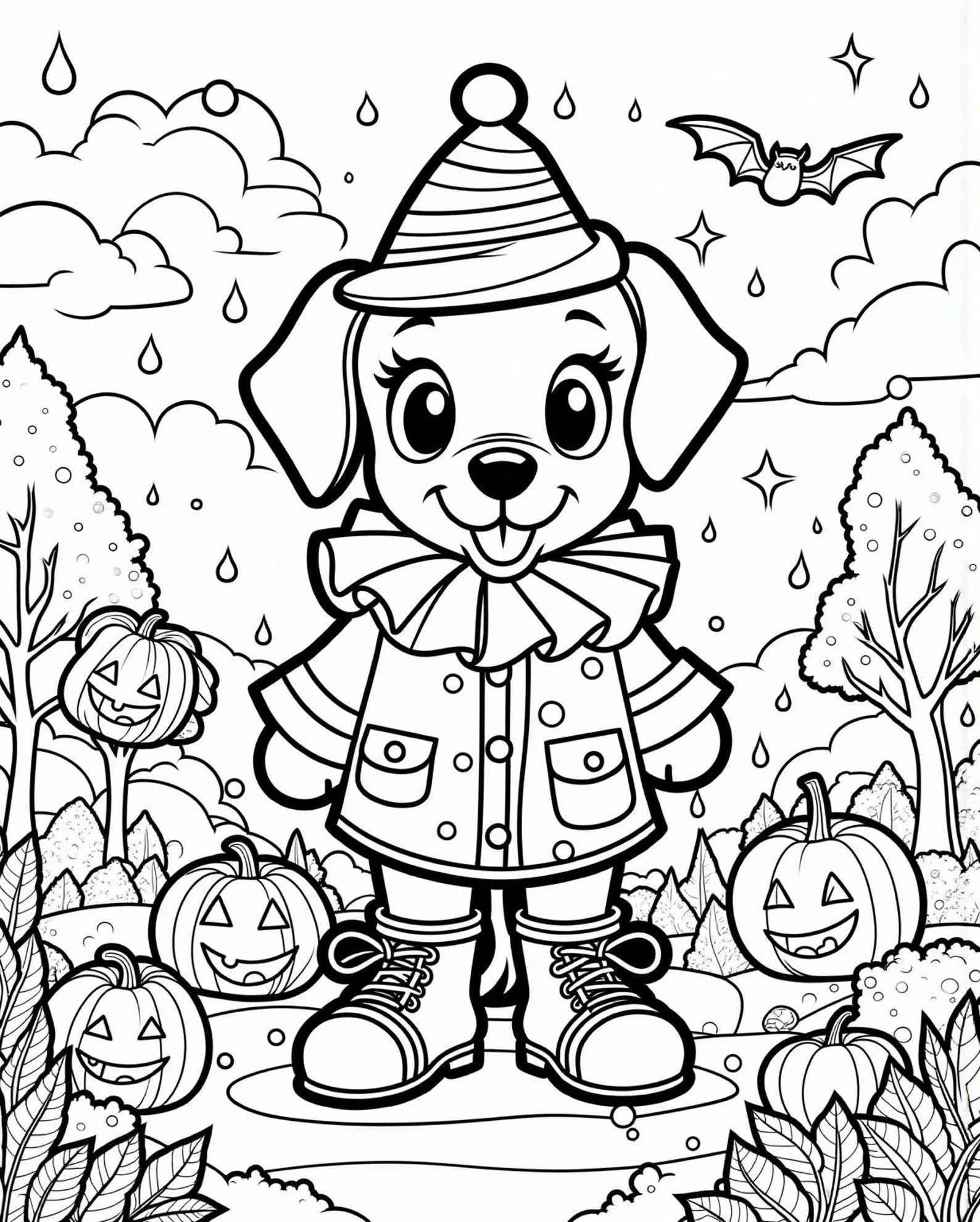 Digital Cat and Dog Halloween Fall Coloring Pages - Etsy