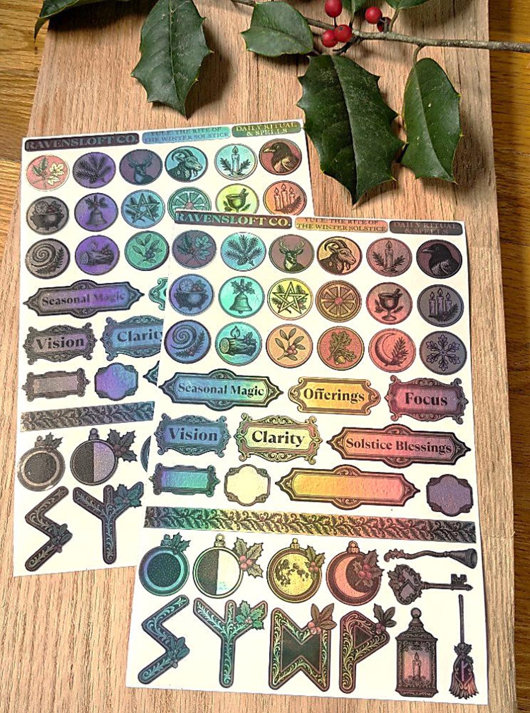 Holographic Yule Sabbat Planner Sticker Sheets, Pagan Wiccan Journal ...