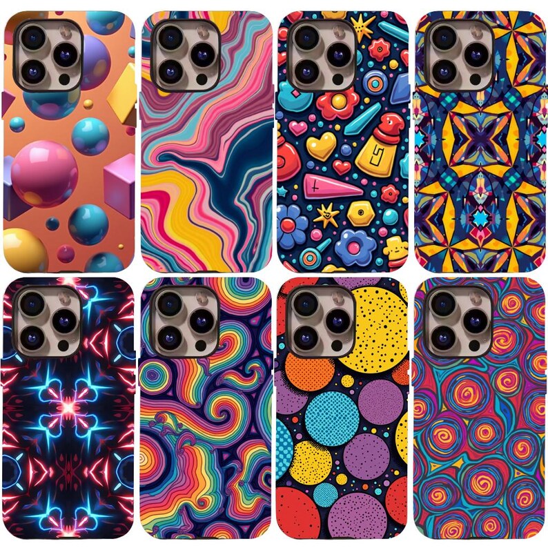 Abstract Art Phone Case PNG Bundle: Colorful Modern Designs (digital ...