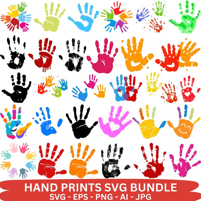 Handprint SVG Bundle, Child Hand Print Clipart (instant Download) - Etsy