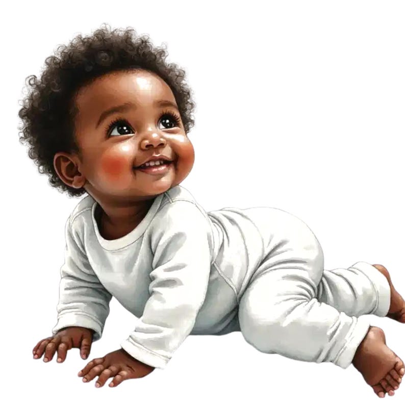 Watercolor African American Kids Clipart: Black Children Illustrations ...