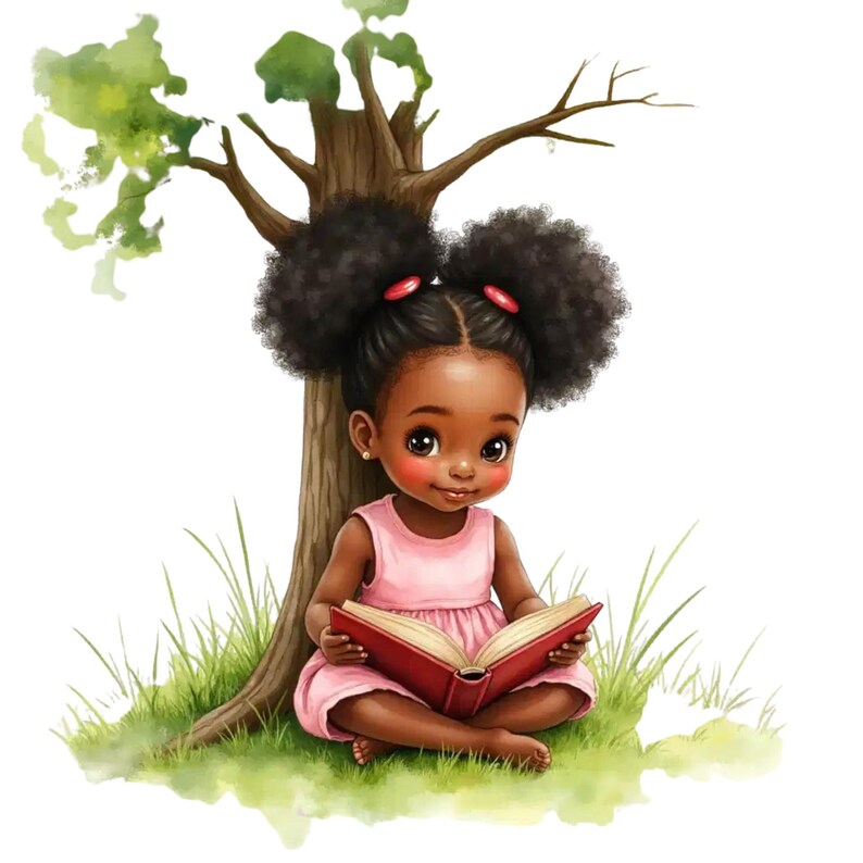 Watercolor African American Kids Clipart: Black Children Illustrations ...