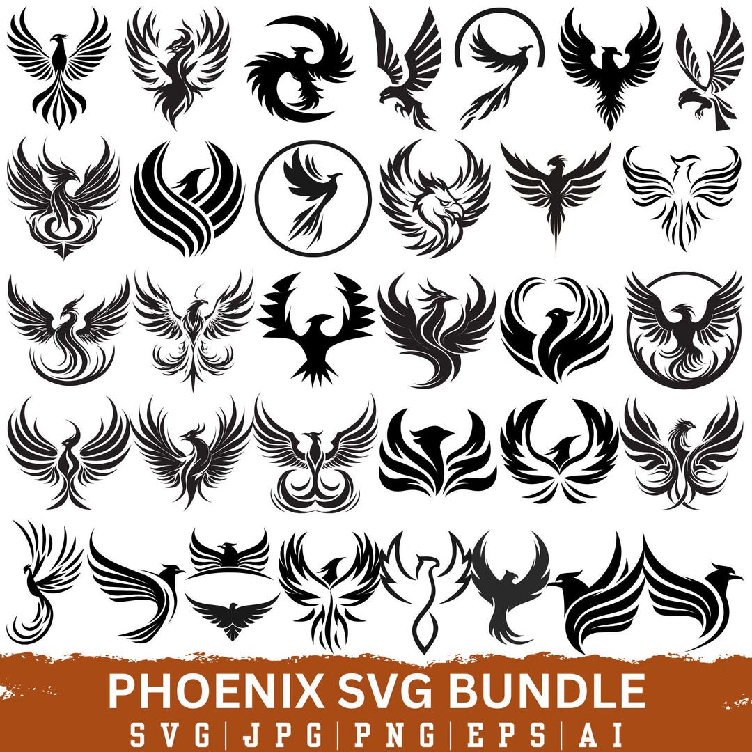 Phoenix SVG Cut Files: Vector Silhouette, Shirt Design (digital ...