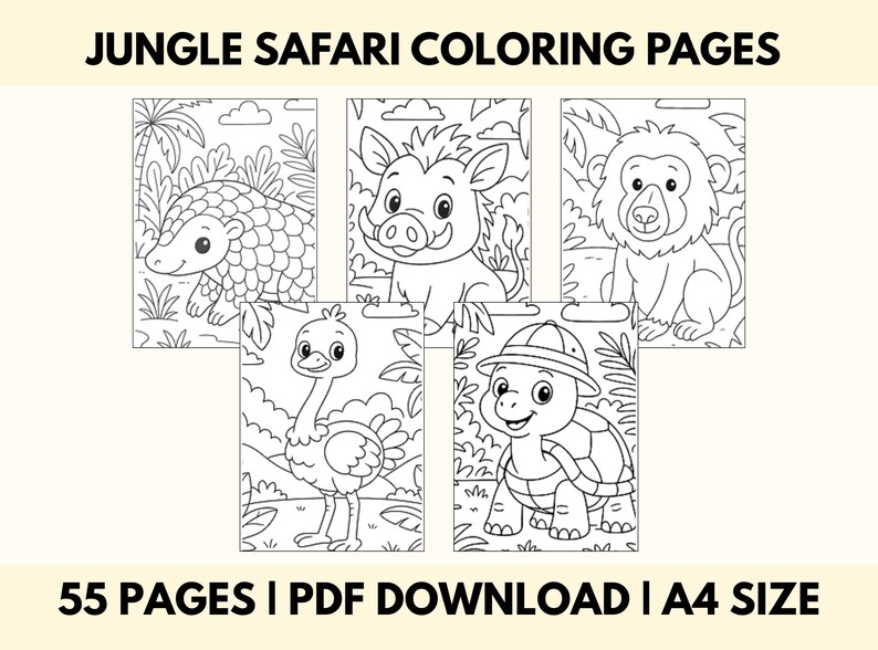 Jungle Safari Coloring Pages, Safari Animals Coloring, Printable ...
