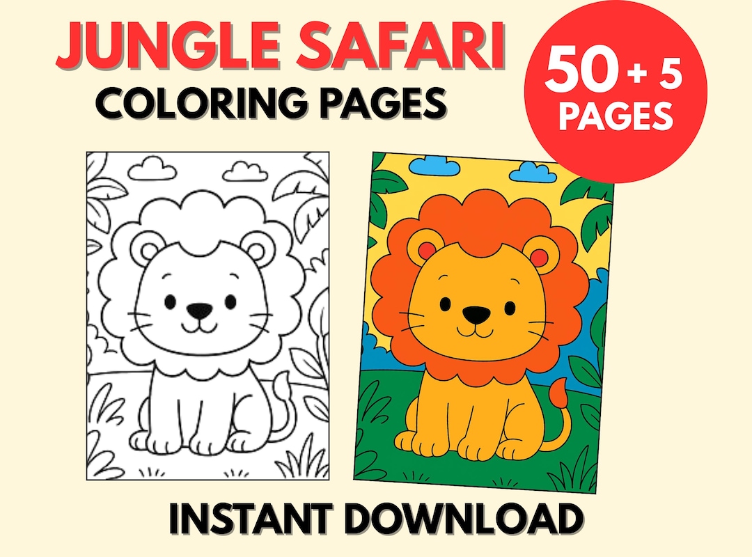 Jungle Safari Coloring Pages, Safari Animals Coloring, Printable ...