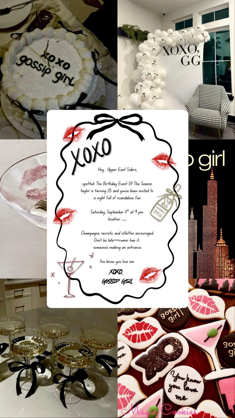 Gossip Girl Invitation | Gossip Girl Xoxo | Gossip Girl Birthday ...