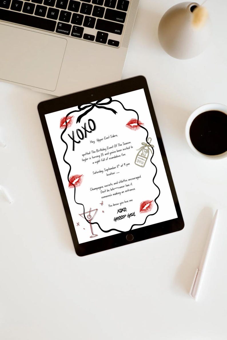 Gossip Girl Invitation | Gossip Girl Xoxo | Gossip Girl Birthday ...