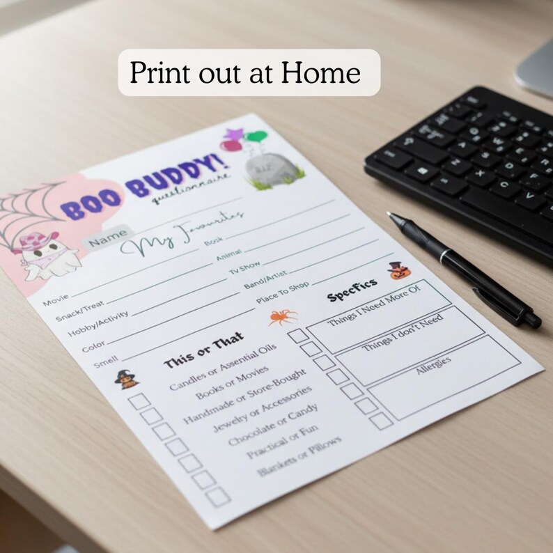 Halloween Questionnaire - Boo Buddy Editable and Printable Activity ...