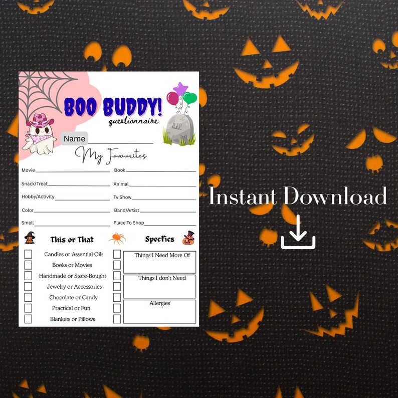 Halloween Questionnaire - Boo Buddy Editable and Printable Activity ...