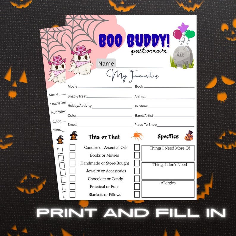Halloween Questionnaire - Boo Buddy Editable and Printable Activity ...