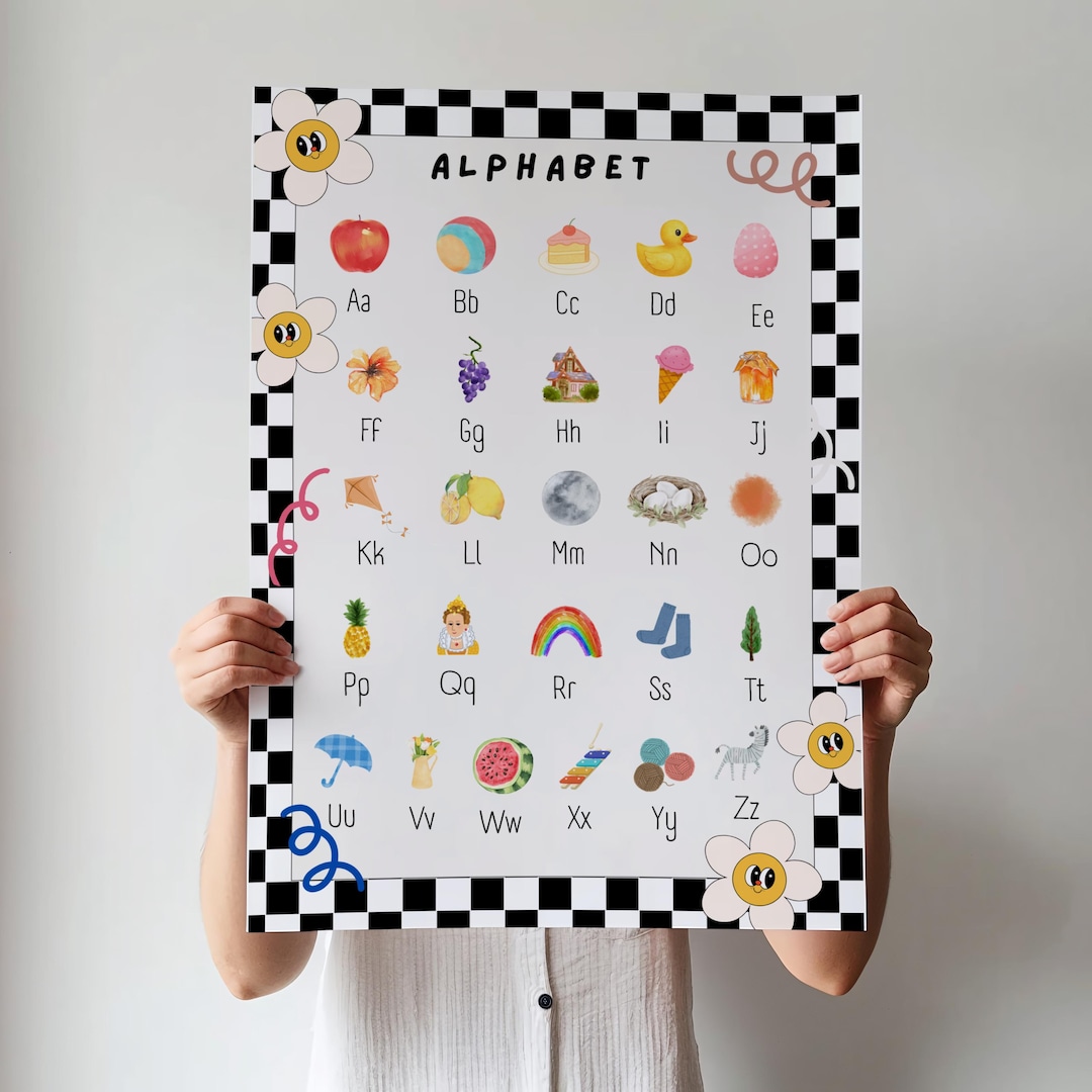 Colorful Waterclor Cute Alphabet Chart, Classroom Abc Poster, Nursery ...
