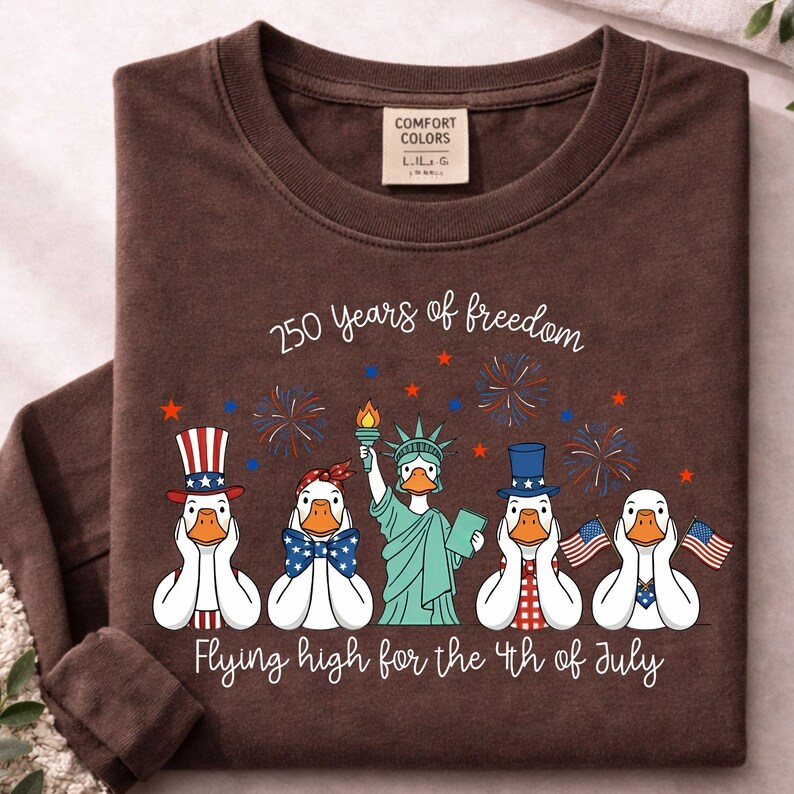 Patriotic Goose Long Sleeve Shirt, USA 250th Anniversary, Fourth of ...