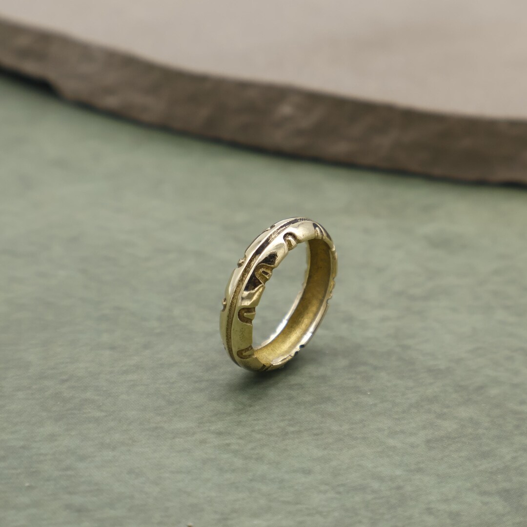 Handmade Brass Engraved Ring – Adjustable Vintage Boho Band - Etsy