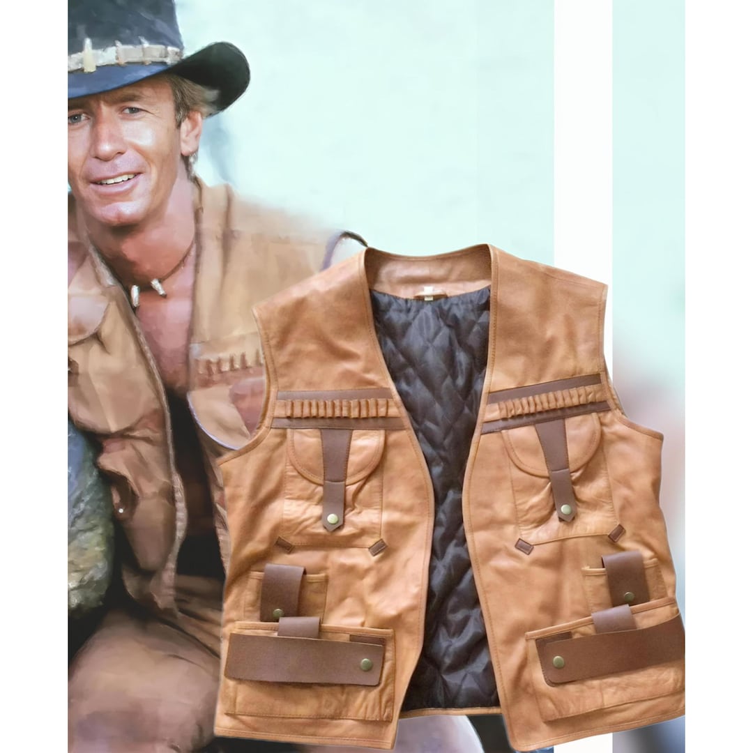 Paul Hogan Crocodile Dundee Leather Vest - Etsy UK