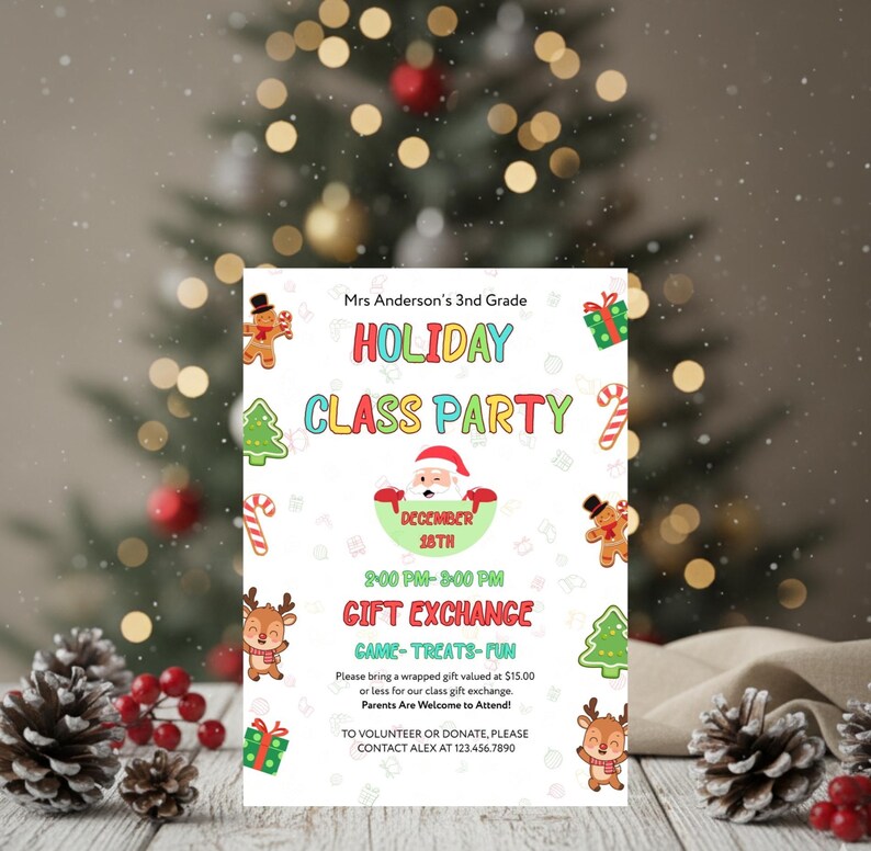 Christmas Class Party Invitation | Editable Holiday Class Flyer | Kids ...