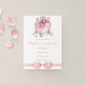 Perfume Exchange Party Invitation, Elegant Pink Perfume Bottle Invite ...