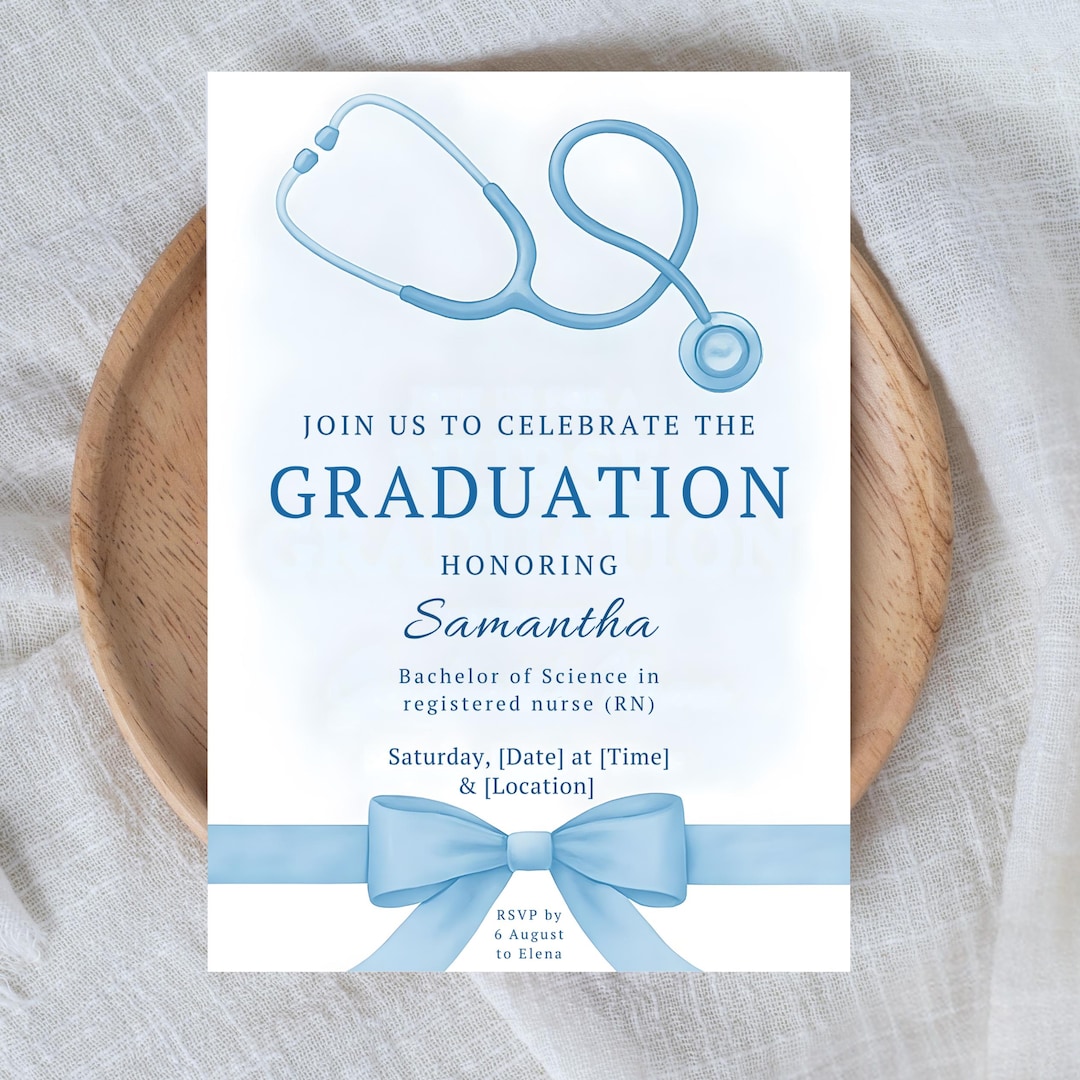 Nursing Graduation Invitation, RN or BSN Party Invite,editable ...