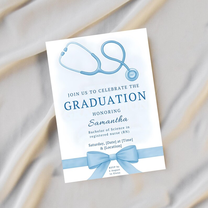 Nursing Graduation Invitation, RN or BSN Party Invite,editable ...