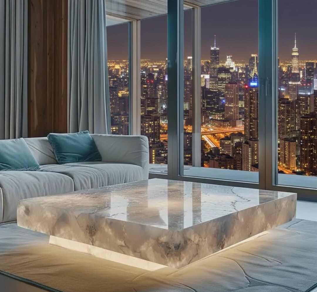 Handmade White Agate Coffee Table | Modern Crystal Furniture - Etsy