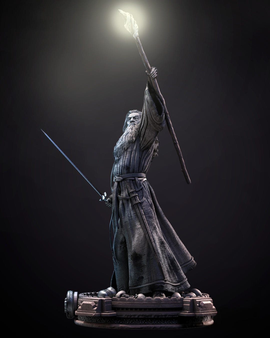 Ancient Grey Archmage – Staff of Light Fantasy Wizard STL Statue - Etsy