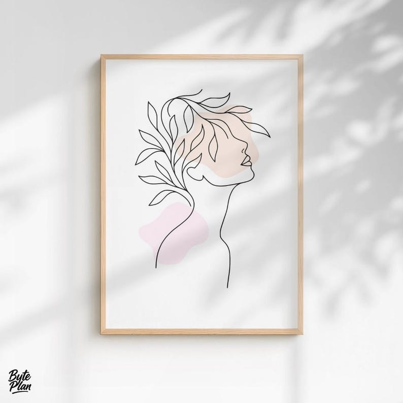 Minimalist Woman Line Art Prints (set of 6) | Boho Decor (digital ...