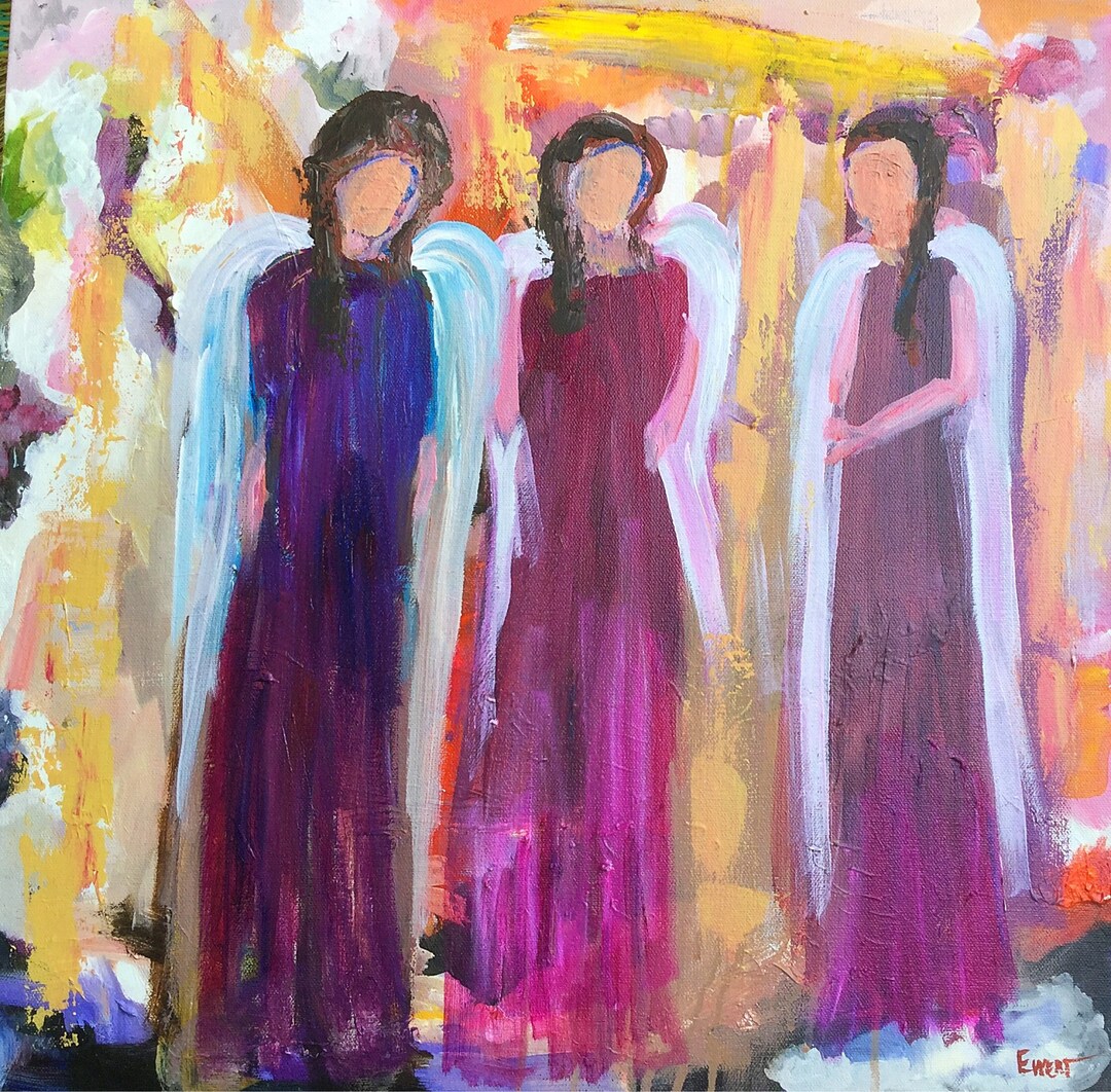 My Three Angels - Fine Art - Original Acyrlic Painting - Abstract, Wall ...