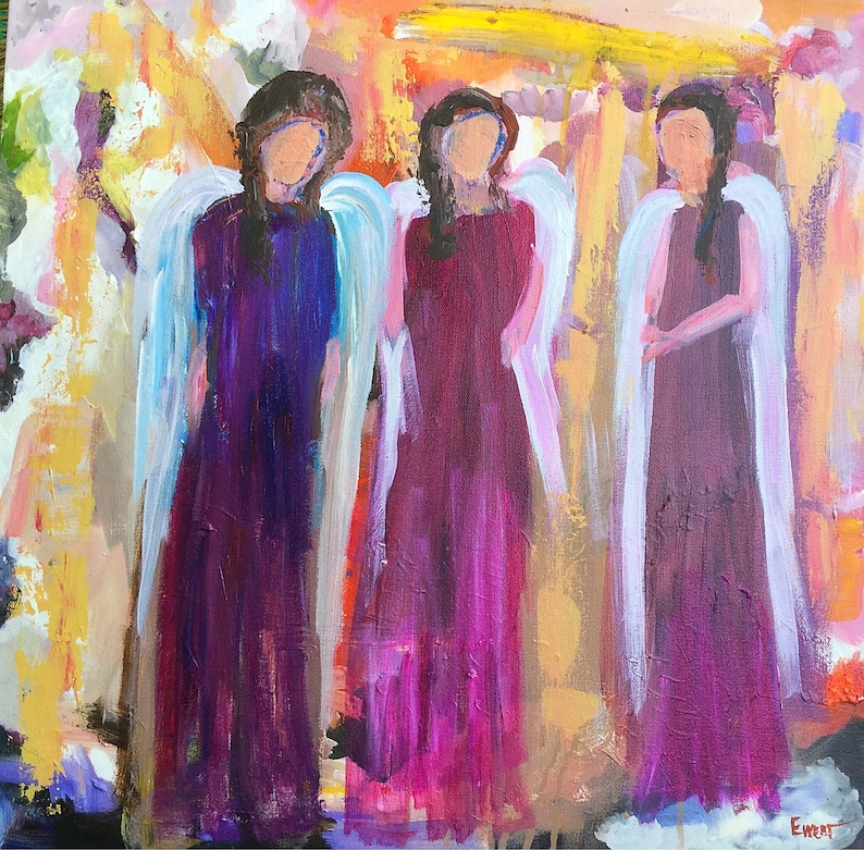 My Three Angels - Fine Art - Original Acyrlic Painting - Abstract, Wall ...