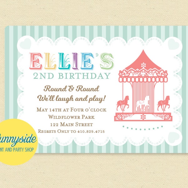 Carousel Carnival Invitation - Etsy