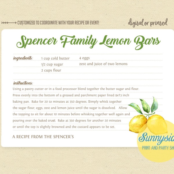 Personalized Recipe - Etsy