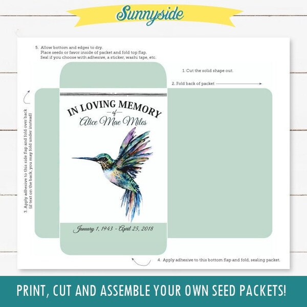 Hummingbird Funeral Card - Etsy