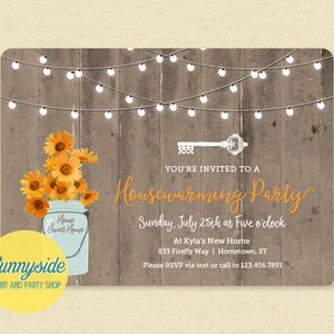 Rustic Housewarming Invitation With Mason Jar, Barnwood & Lights ...