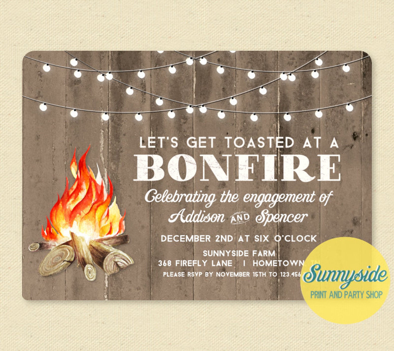 Bonfire Invitation // for Housewarming Barn Warming - Etsy