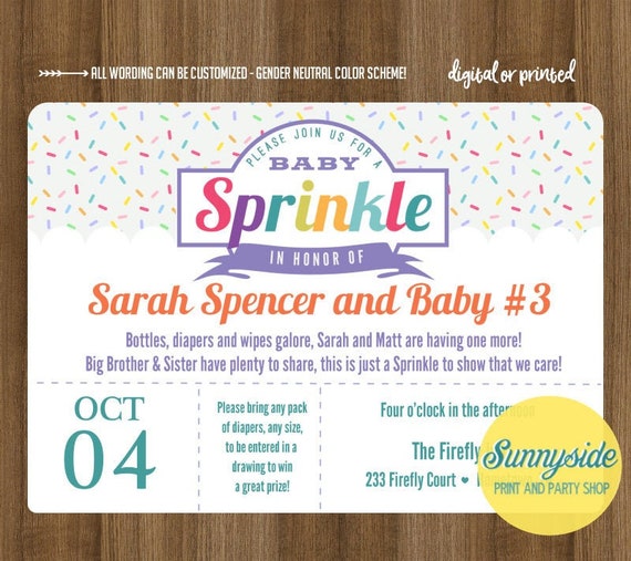 Retro Baby SPRINKLE Invite, Gender Neutral Printable Sprinkle / Baby ...