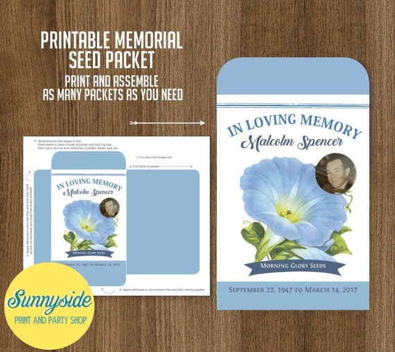 Printable memorial seed packet PDF file | diy remembrance funeral seeds ...