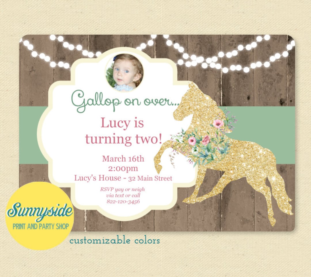 PONY Birthday Party Invitation - Printable Horse Ponies Invite - Girls ...