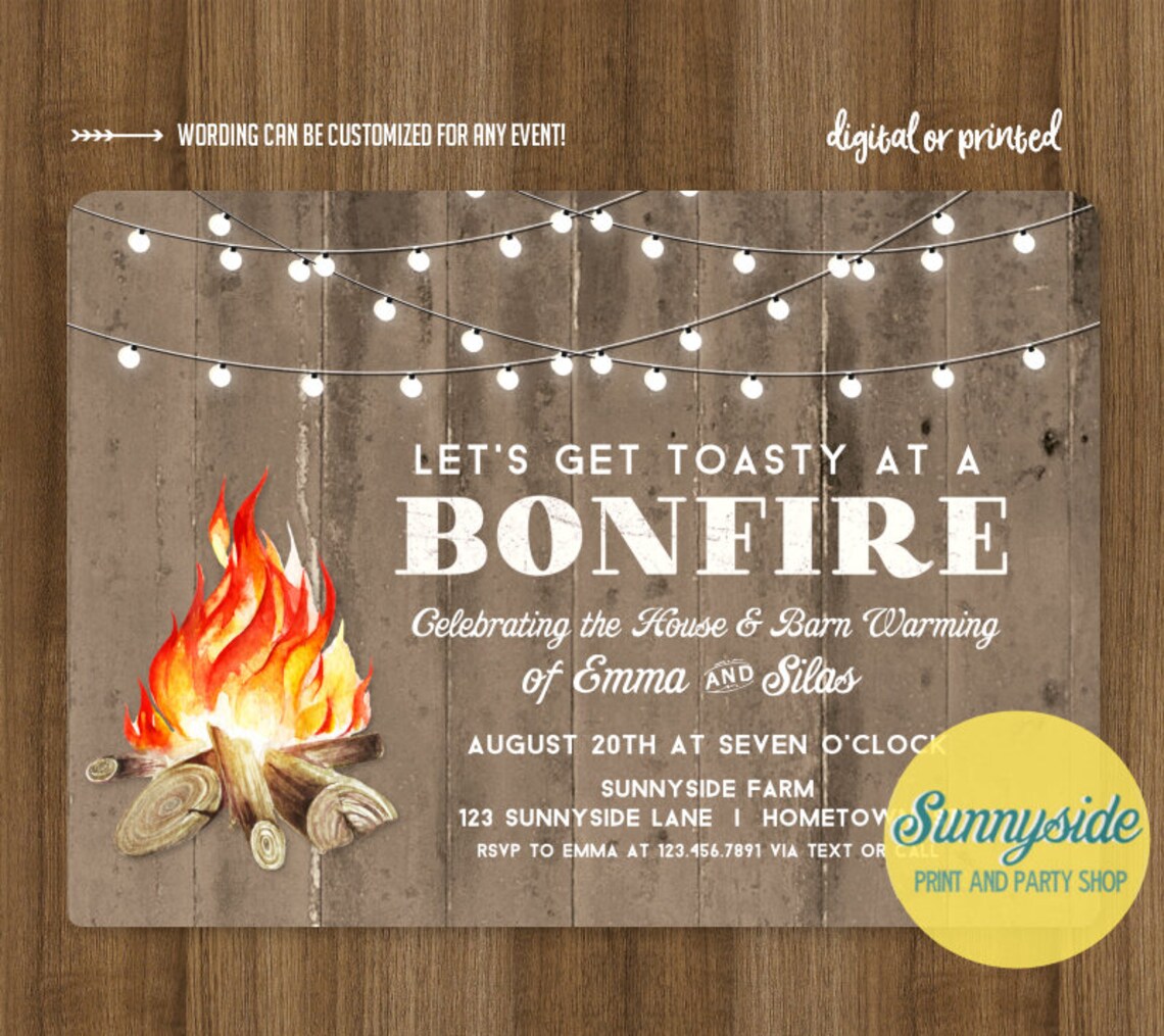 Bonfire Invitation // for Housewarming Barn Warming - Etsy