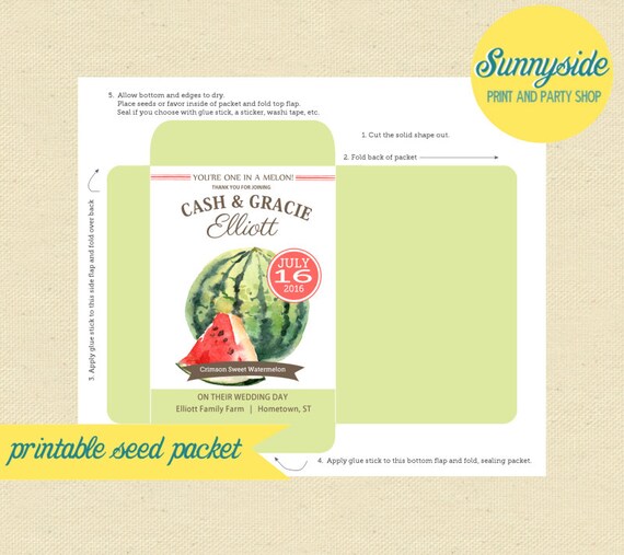 watermelon favor // printable watermelon seed packet // DIY farm ...