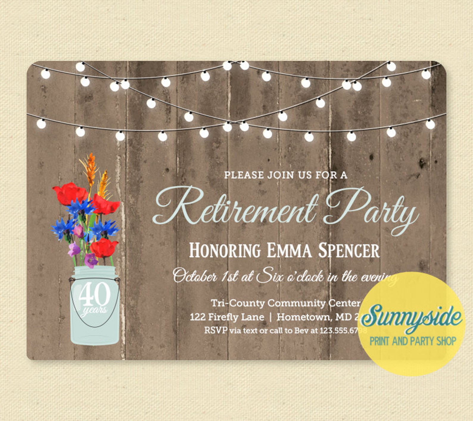 Rustic Retirement Invitation Retirement Party Invitation | Etsy