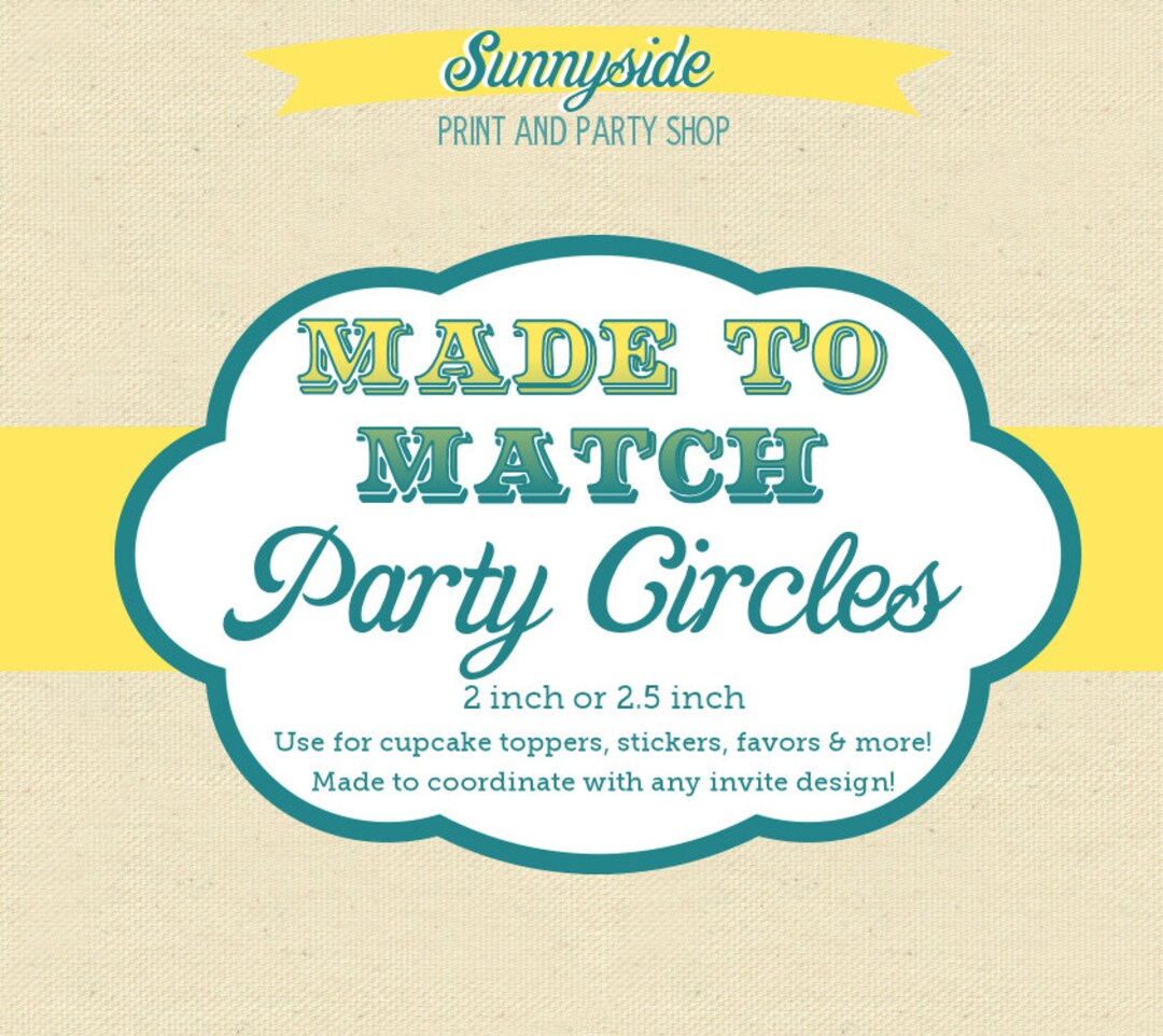 Round Cupcake Toppers / Party Circles - Printable - 2" or 2.5" Round - Etsy