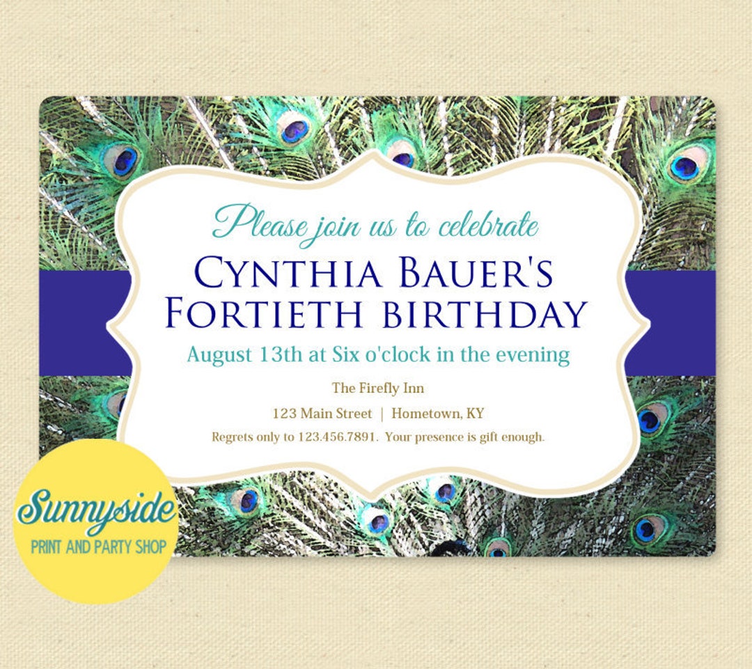 PRINTABLE Peacock Birthday Invitation, Peacock Surprise Birthday Invite ...