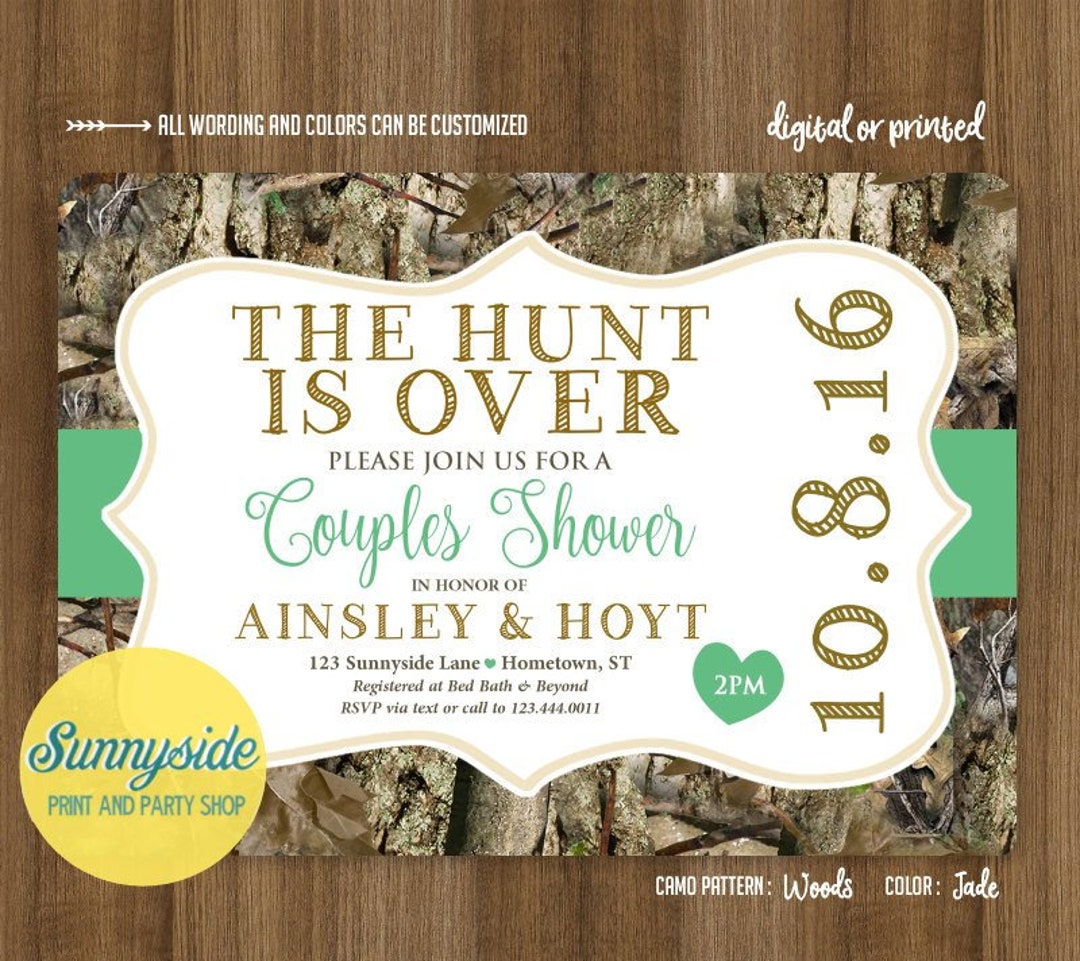 The Hunt is Over Couples Shower Invitation | Camo Co-ed Wedding Shower ...