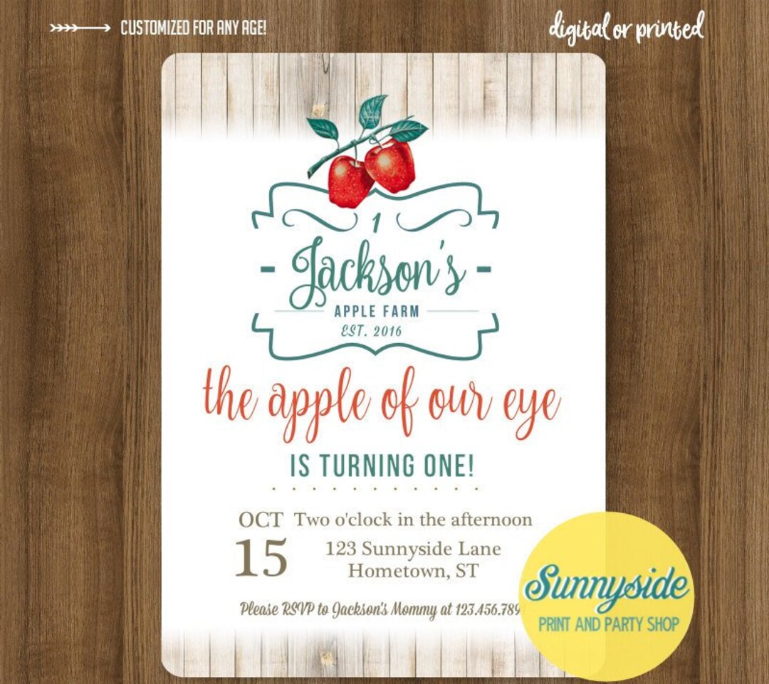 Apple Printable Party Invitation for Birthday, Shower or School Event ...