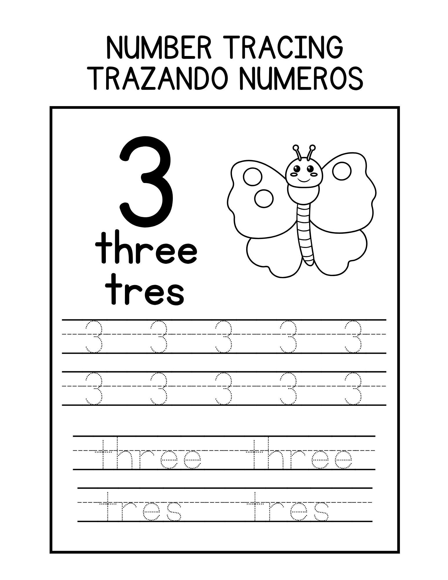 Bilingual Number Tracing Worksheets 1–10 | English & Spanish Printable ...